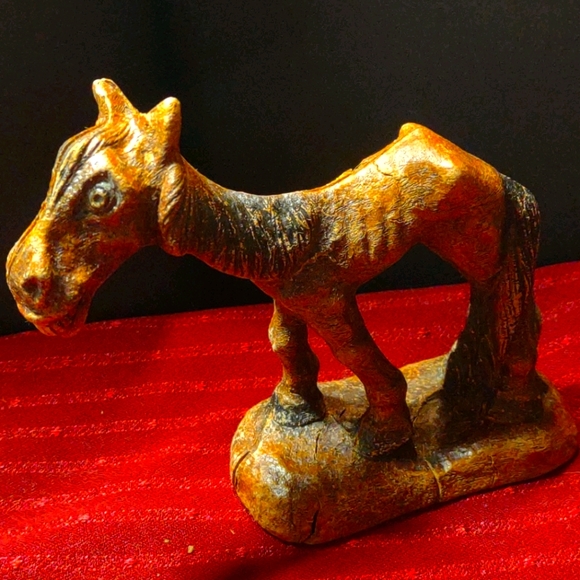 Hand Crafted | Other | Handcrafted And Carved Wooden Horse Donkey Old ...